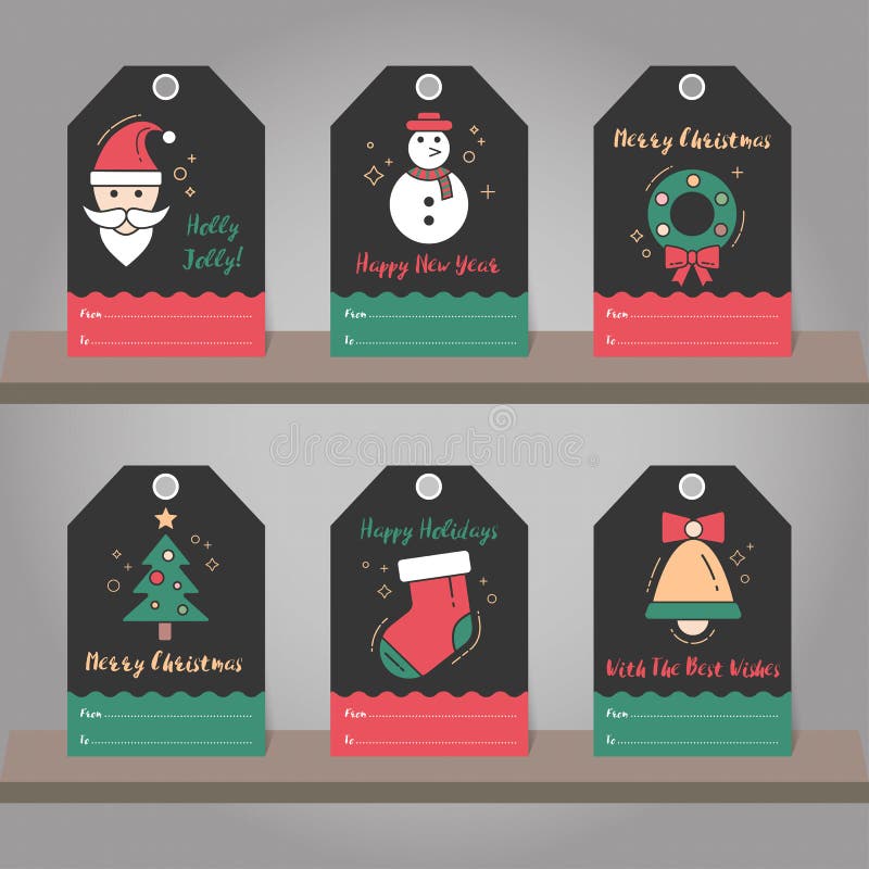 Christmas Gift Tags Set. Christmas Elements Modern Design Stock Vector ...
