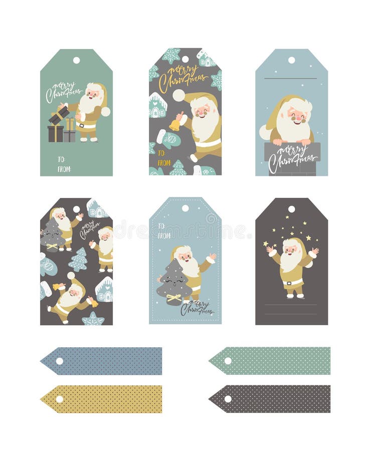 Christmas Gift Tags Set with Handwritten Calligraphy and Decorative ...