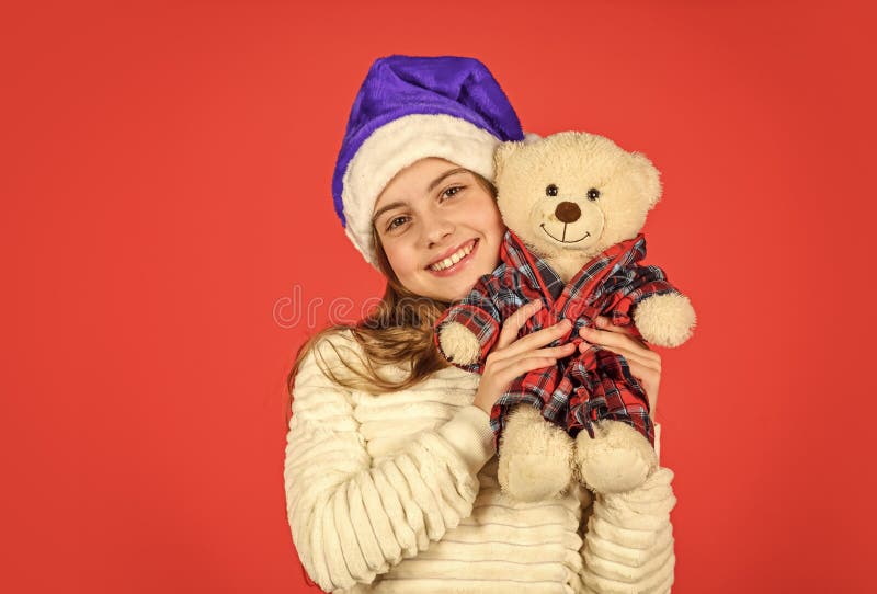Christmas Gift. Teddy Bear Improve Psychological Well Being. Small Girl ... Christmas Gift. Teddy Bear Improve Psychological Well Being. Small Girl ...