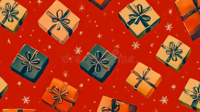 Christmas Gift Wrap Pattern, Printable, Plain Background Stock ...