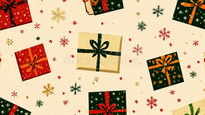 Christmas Gift Wrap Pattern, Printable, Plain Background Stock ...