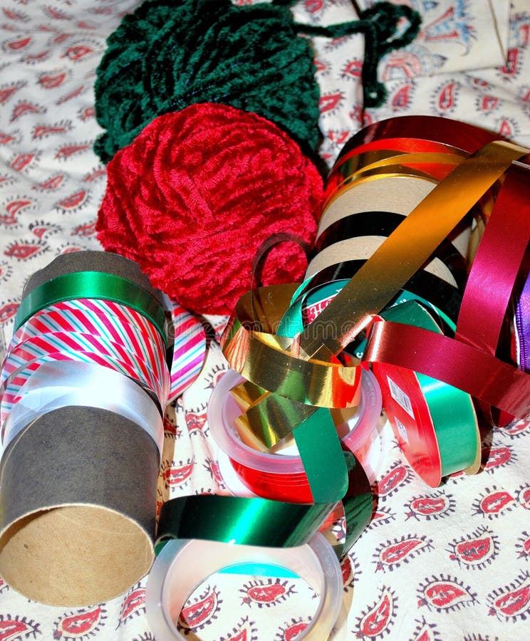 Christmas gift wrapping. stock image. Image of colors - 257350543