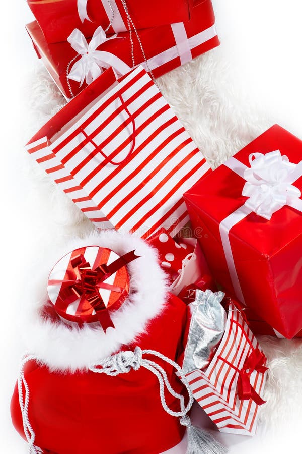 Packing Christmas Gifts. Christmas Gift Boxes and Decorations, Pine ...