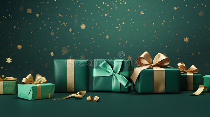 Christmas Gifts, Balls, Decorations and Snowflakes in a Row. Stock ...