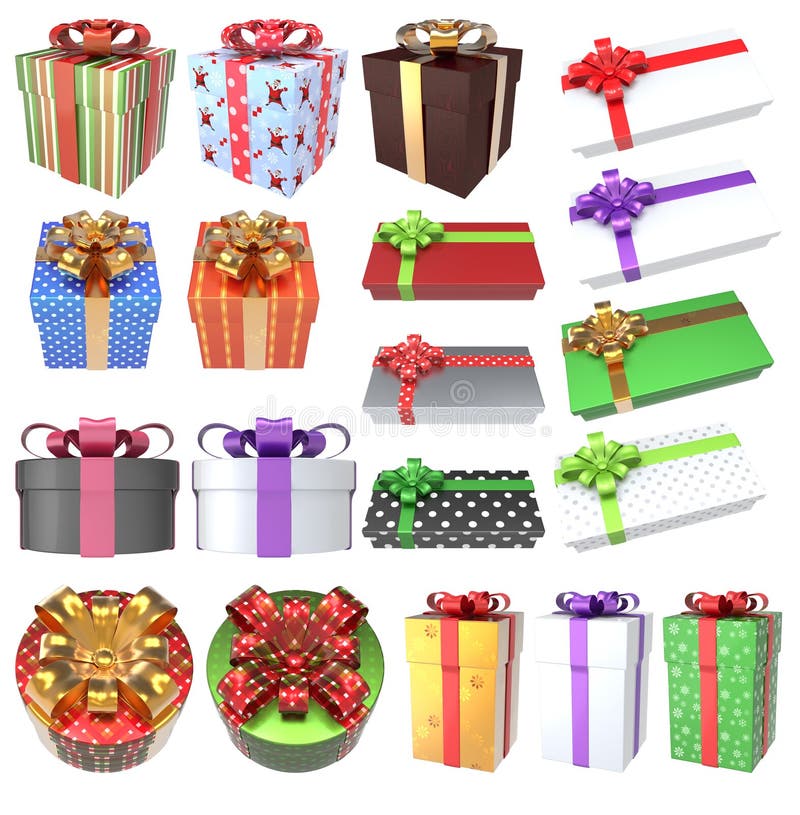 Christmas Gifts 3D Set 3 stock illustration. Illustration of birthday ...