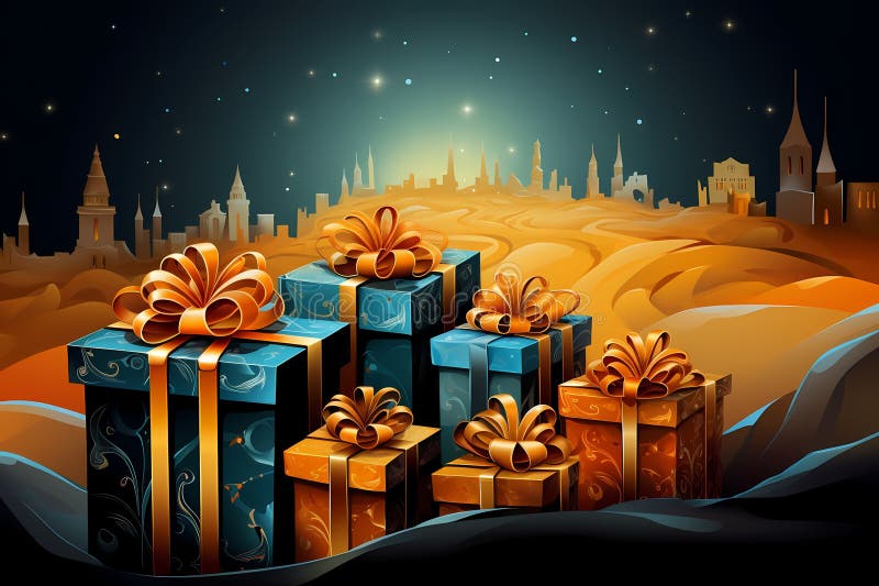 Christmas Gifts and Presents Abstract Graphics Background Stock ...