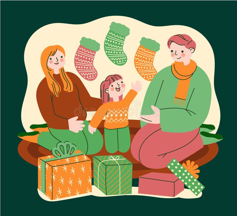 Christmas Gifts Scene Vector Design Illustration Stock Vector ...