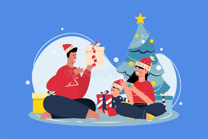 Christmas Gifts Scene Vector Design Illustration Stock Vector ...