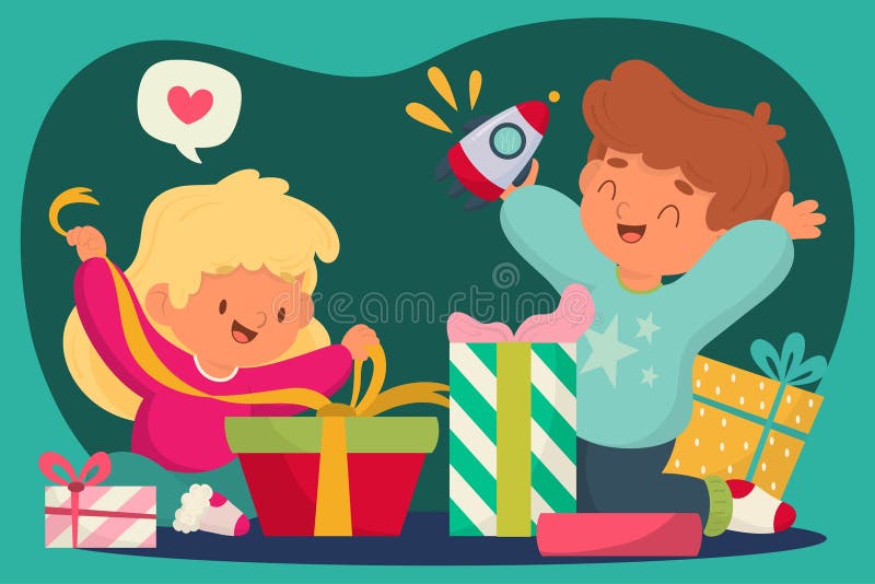 Christmas Gifts Scene Vector Design Illustration Stock Vector ...