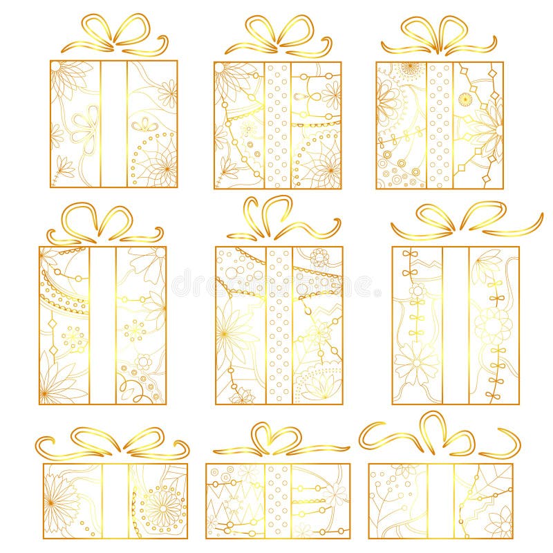 Christmas Gifts Set Gradient Isolated Stock Illustration - Illustration ...