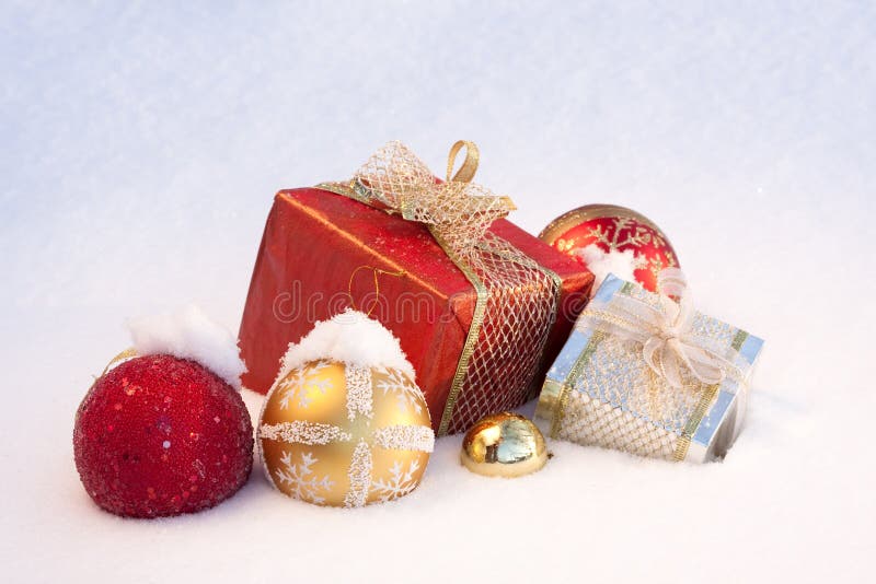 Christmas Gift Box & Ornaments Stock Photo - Image of cotton, seasonal ...