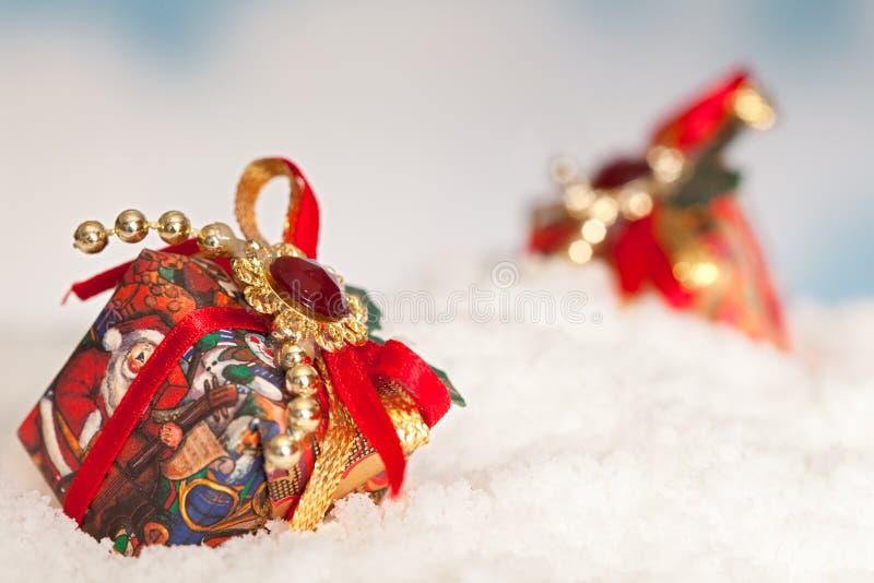 Christmas Gifts in the Snow Stock Photo - Image of wrapped, christmas ...