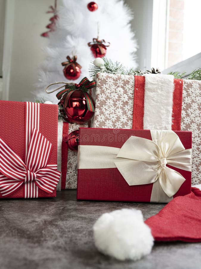 Christmas Gifts on a Table, Merry Christmas Stock Image - Image of ...