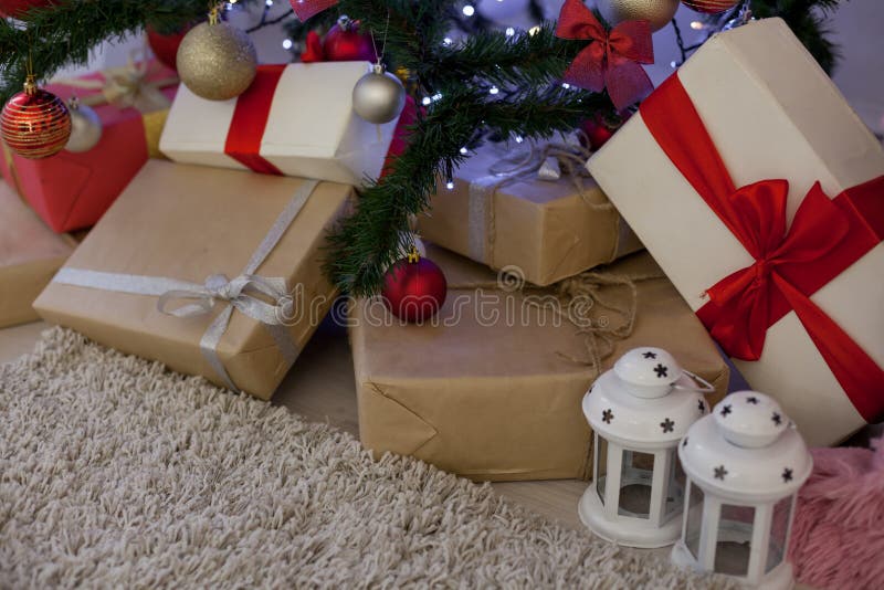 Christmas Gifts Under the Christmas Tree Stock Image - Image of ...