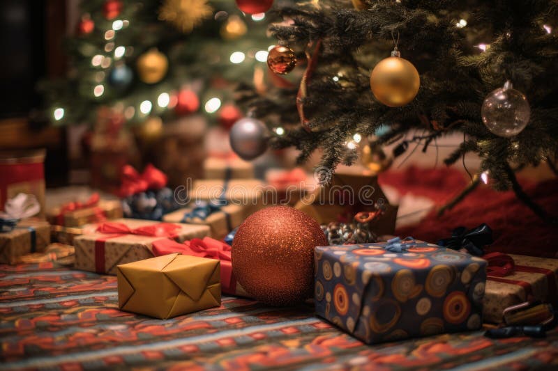 Christmas Gifts Under the Christmas Tree Stock Illustration ...