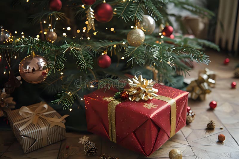 Christmas Gifts Under the Tree: Festive Decor and Holiday Cheer Stock ...