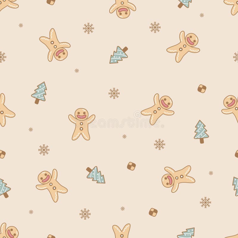 Christmas Ginger Bread and Cute Tree Pattern Stock Vector ...