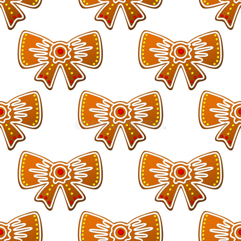 Christmas Gingerbread Bows Seamless Stock Illustration - Illustration ...