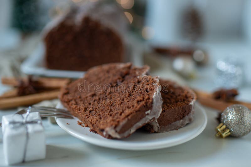 Christmas Gingerbread Cake Covered with Chocolate Stock Photo - Image ...