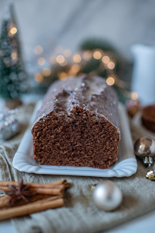 Christmas Gingerbread Cake Covered with Chocolate Stock Photo - Image ...
