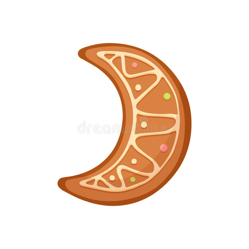 Christmas Gingerbread Cookie of Half Moon Shape, Sugar Crescent Cake ...