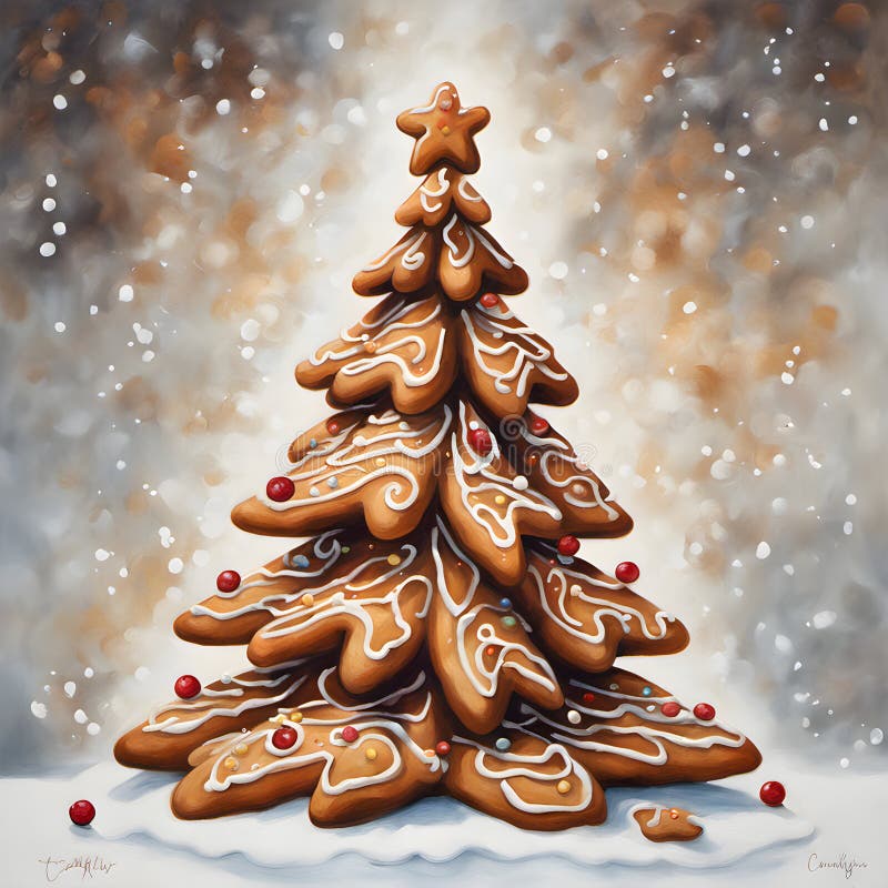 Christmas Gingerbread Cookie. Homemade Bakery for Pine Tree Stock Illustration - Illustration of ...