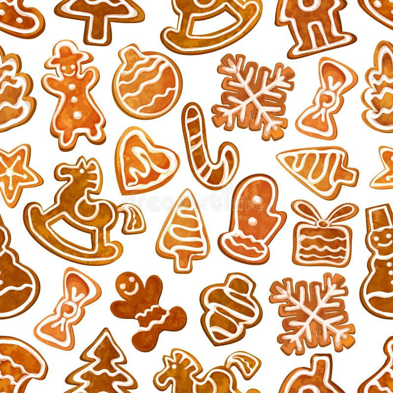 Christmas Gingerbread Cookie Seamless Pattern Stock Vector ...
