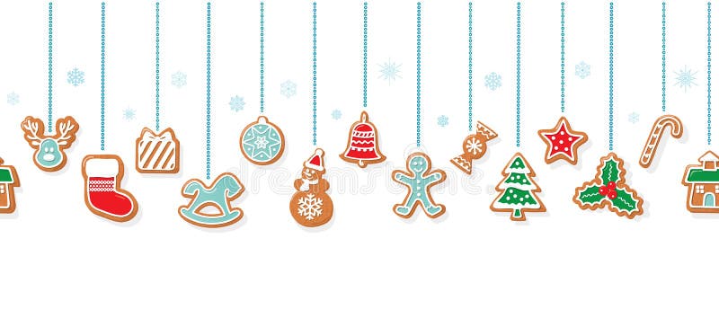 Christmas Gingerbread Cookies Garlands. Horizontal Seamless Pattern ...