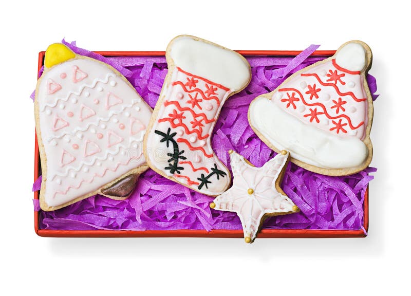 Christmas Gingerbread Cookies in Gift Box Stock Image - Image of ...