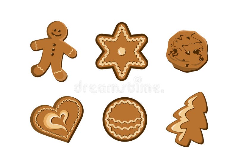 Christmas Gingerbread Cookies Icon Set Vector Stock Vector ...