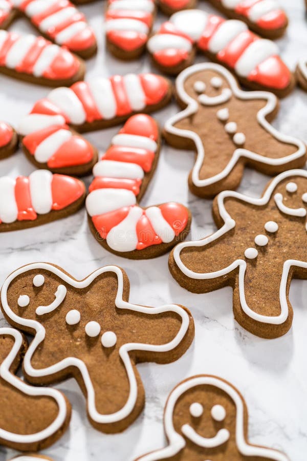 Christmas Gingerbread Cookies with Royal Icing Stock Image - Image of ...