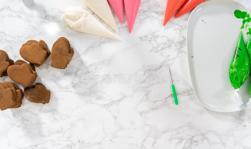 Christmas Gingerbread Cookies with Royal Icing Stock Image - Image of ...