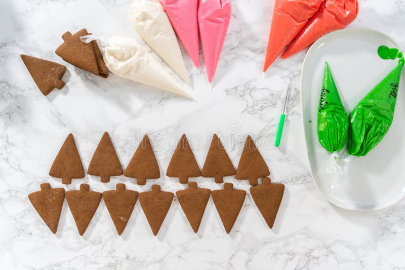 Christmas Gingerbread Cookies with Royal Icing Stock Photo - Image of ...