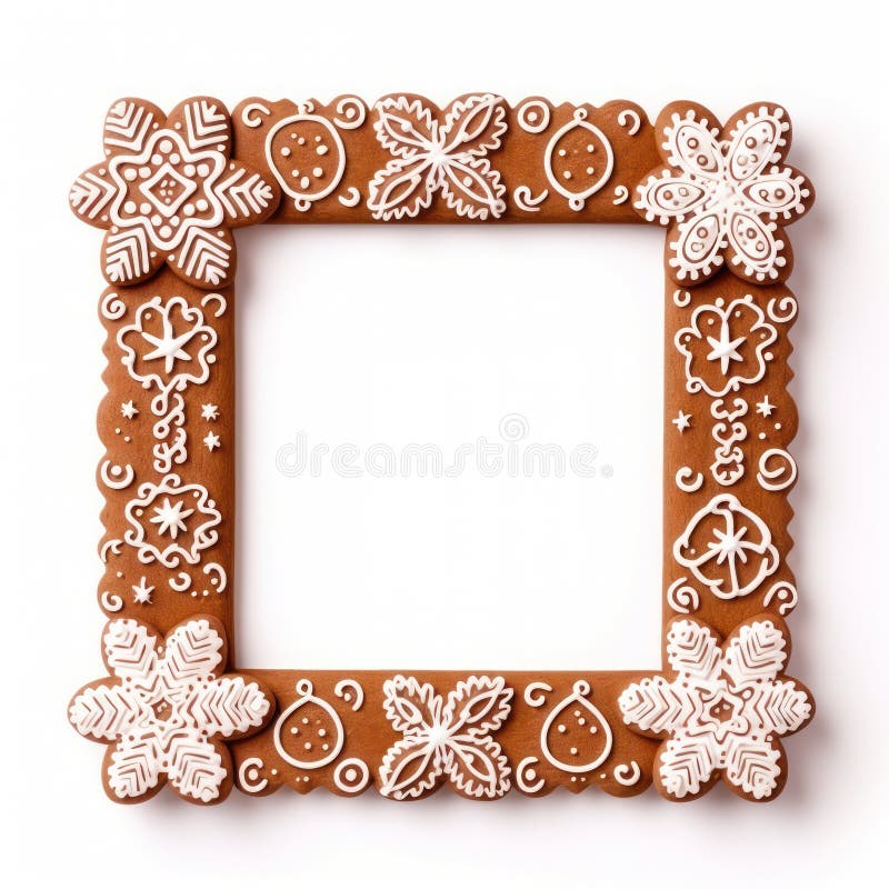 Christmas Gingerbread Cookies Square Frame Isolated. New Year Design ...