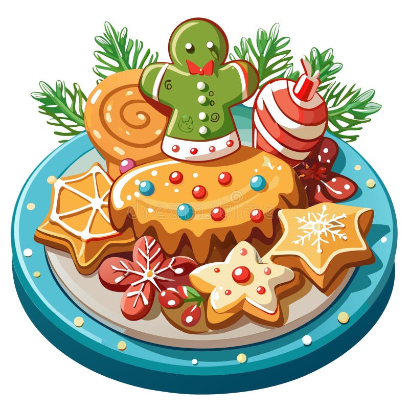 Christmas Gingerbread Cookies on the Table. Plate of Freshly Baked ...