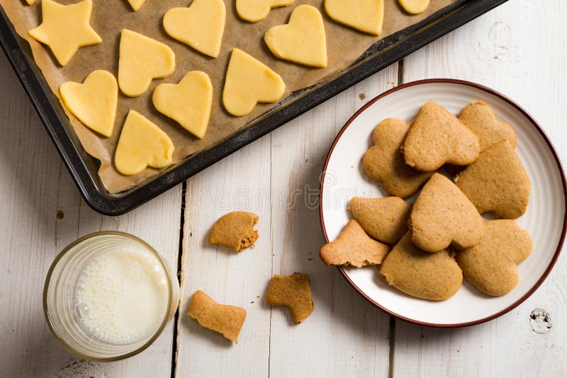 Christmas Gingerbread Cookies Taste Best with Milk Stock Photo - Image ...