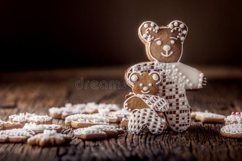 Christmas. Gingerbread Family with Christmas Tree and Christmas Pastry ...
