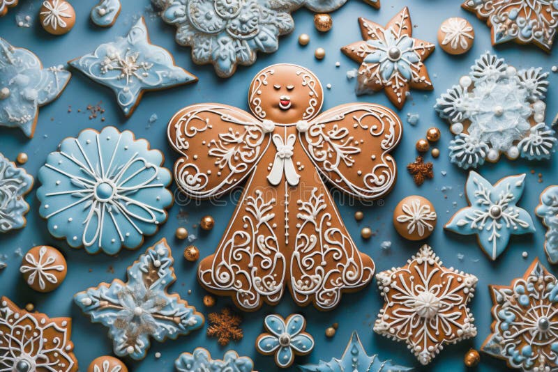 Christmas Gingerbread with Ginger in the Shape of an Angel on the Table ...