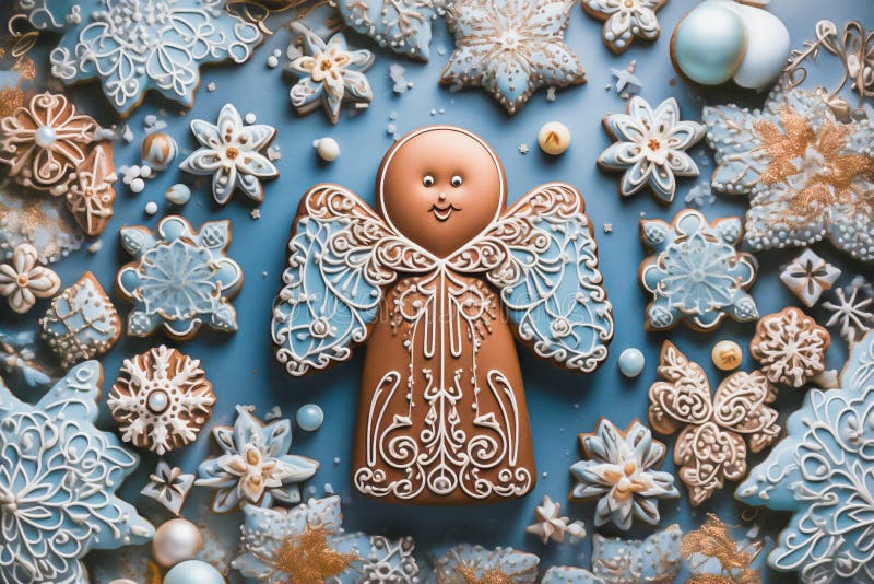 Christmas Gingerbread with Ginger in the Shape of an Angel on the Table ...
