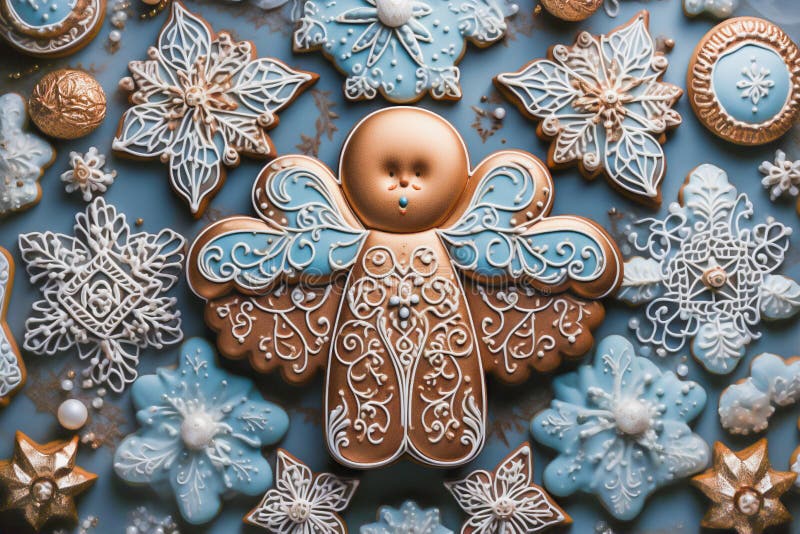 Christmas Gingerbread with Ginger in the Shape of an Angel on the Table ...