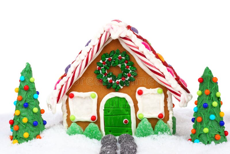 Gingerbread house in snow stock photo. Image of candy - 45702094