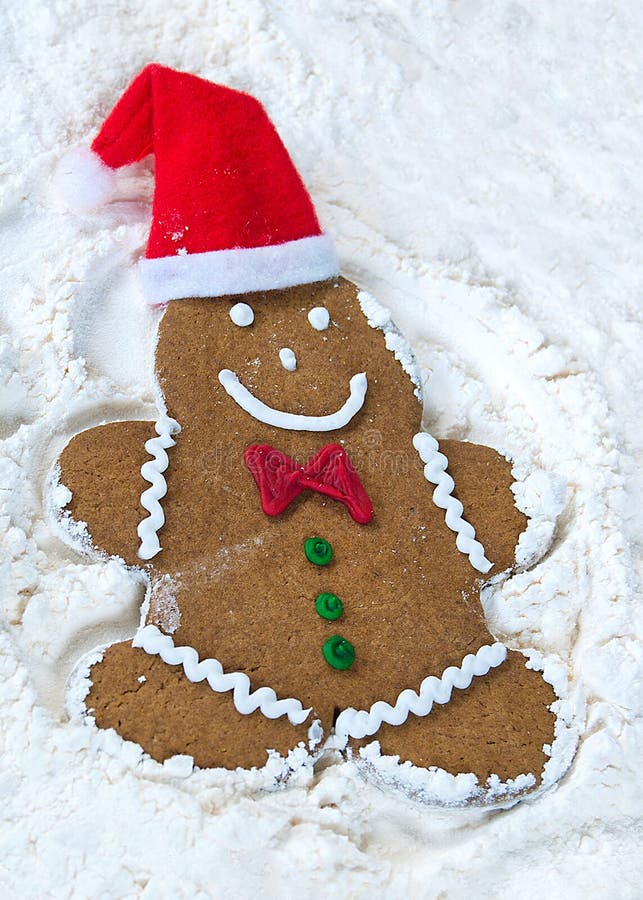 Christmas Gingerbread Man Snow Angel Stock Image - Image of dessert ...