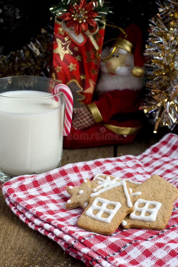 Christmas Gingerbread with Milk Stock Image - Image of ornate ...