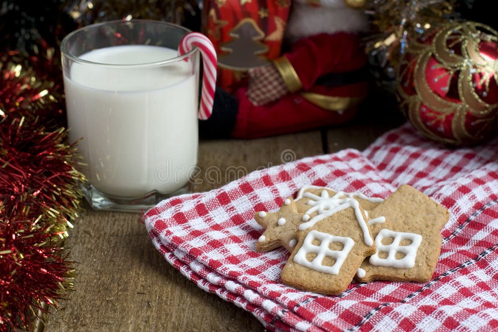 Christmas Gingerbread with Milk Stock Image - Image of gingerbread ...