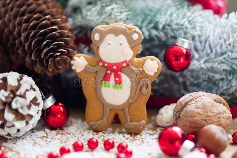Christmas Gingerbread Monkey Stock Image - Image of cinnamon, icing ...