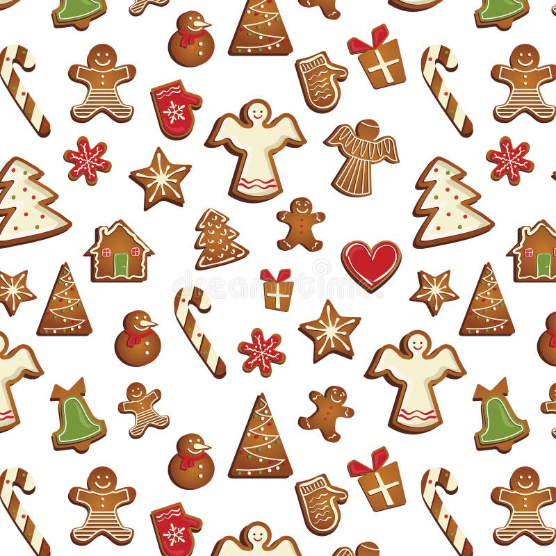 Christmas Gingerbread Pattern Stock Vector - Illustration of homemade ...