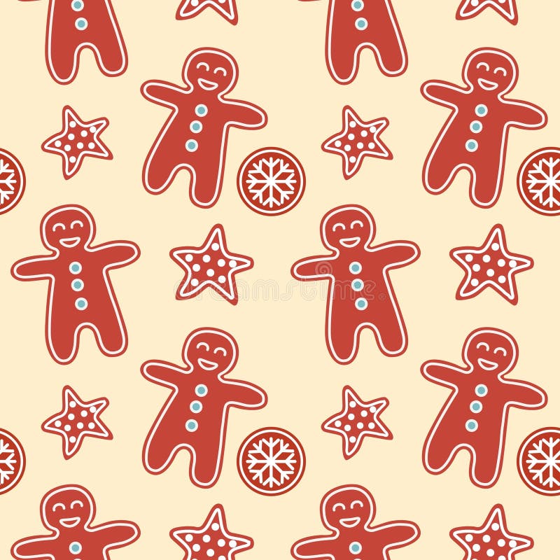 Christmas Gingerbread Seamless Pattern. Vector. Flat Style. Perfect for ...
