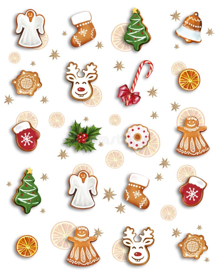 Christmas Gingerbread and Sweets Stock Illustration - Illustration of ...