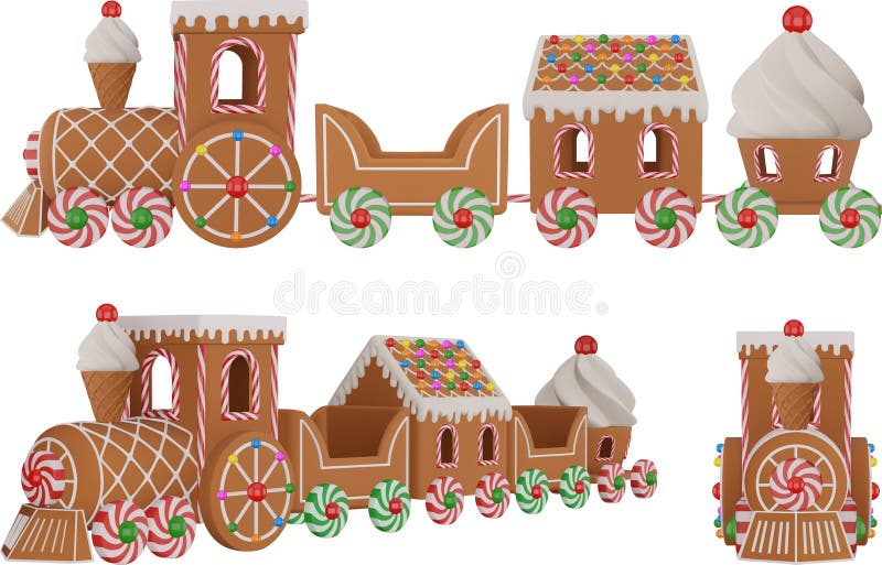 Christmas Gingerbread Train Front and Side View Stock Vector ...