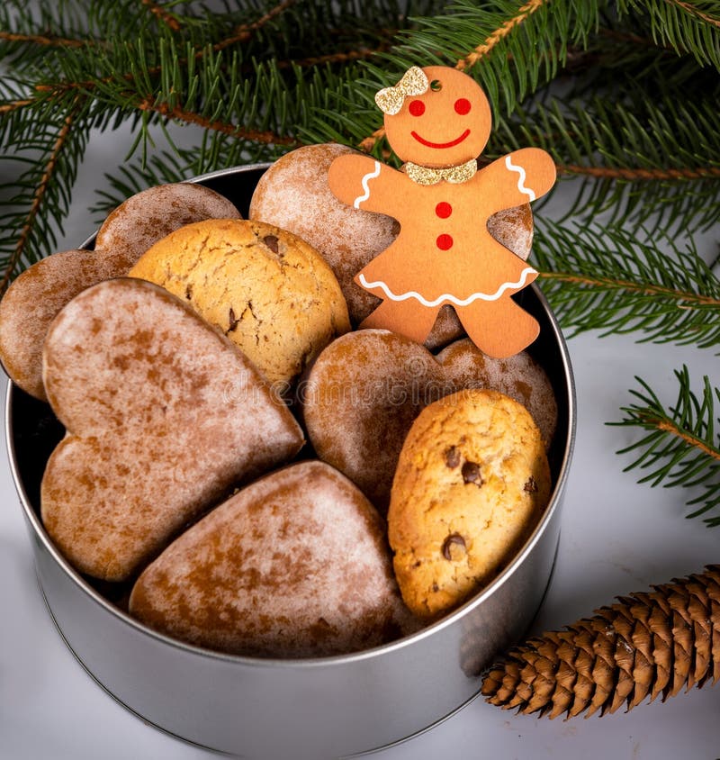 Christmas Gingerbread with Tree Sprig Stock Image - Image of home ...